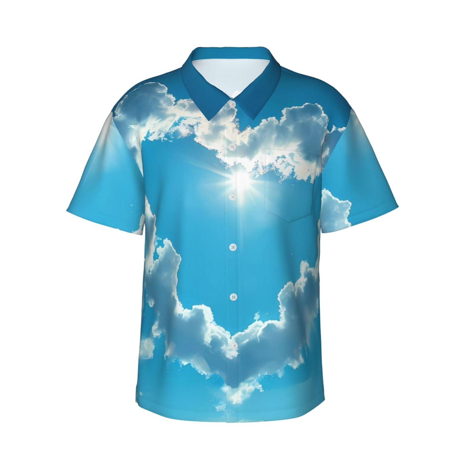 Fuzoiu Heart Shaped Cloud Print Hawaiian Shirt for Men, Summer Beach ...