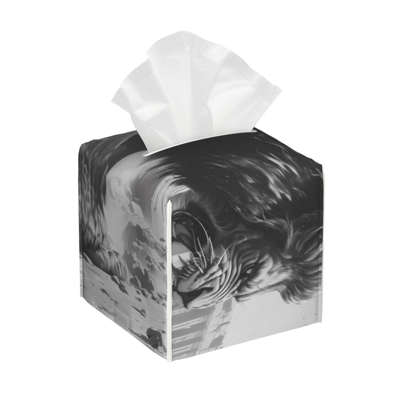 Fuzoiu Heroic Lion Encounter Print Tissue Box Cover Holder, Square ...