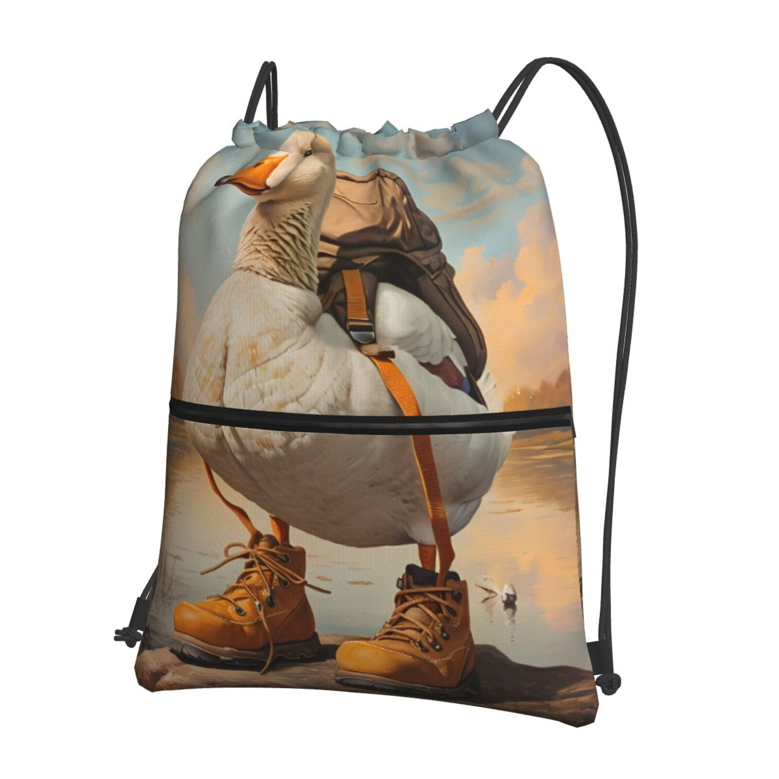 Fuzoiu Hiking Duck Print Drawstring Backpack Water Resistant String Bag ...