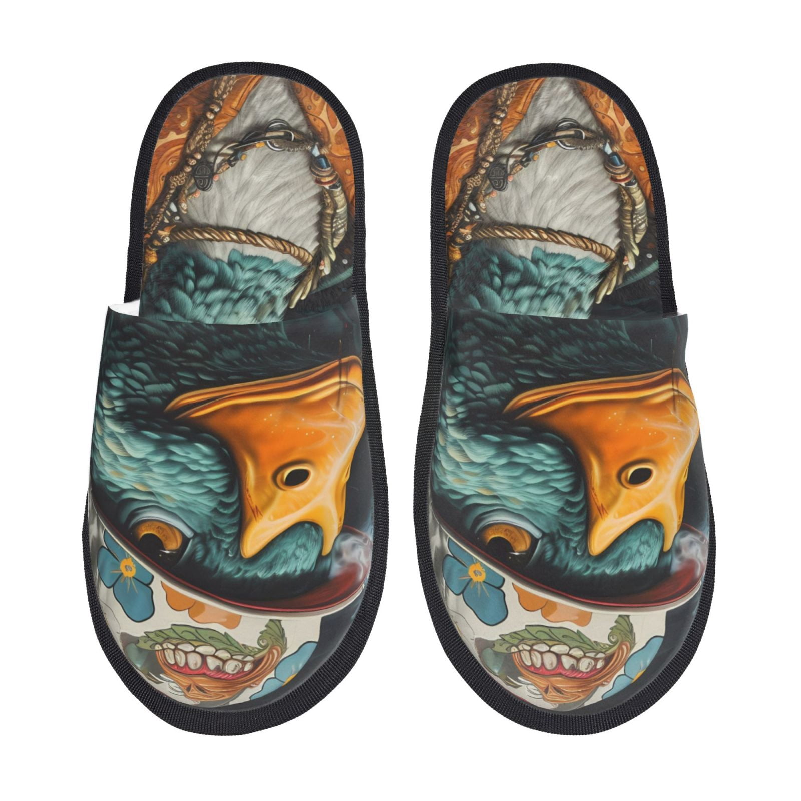 Fuzoiu Hip-Hop Duck Print Unisex Furry Slippers,Plush Indoor Shoes ...