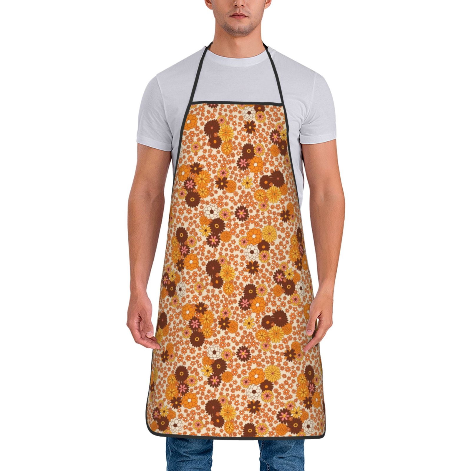 Fuzoiu Hippie Ditsy Floral Print Waterproof Apron, Kitchen Apron for ...