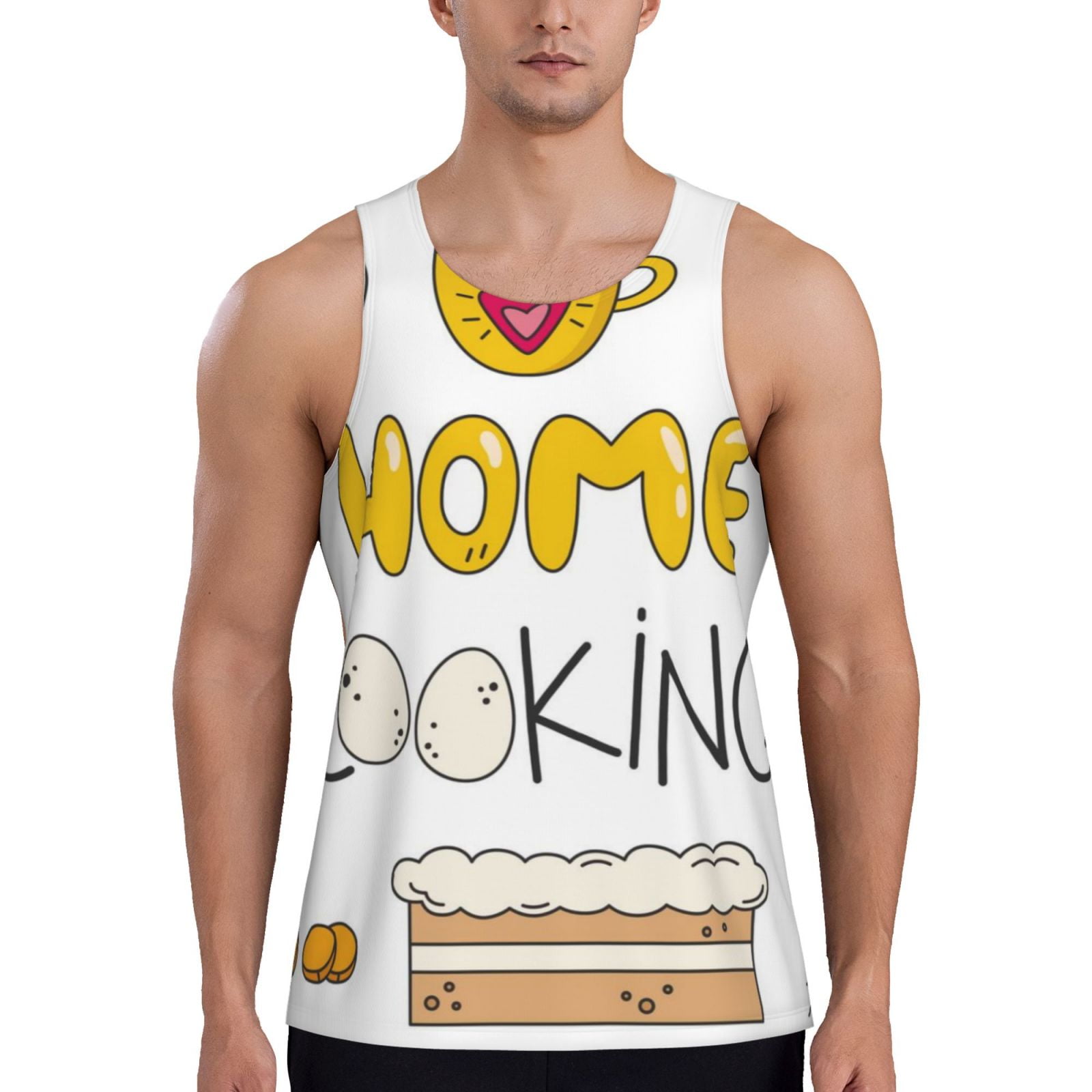 Fuzoiu Home Cooking Print Men's Workout Tank Tops,Sleeveless Gym Shirt ...