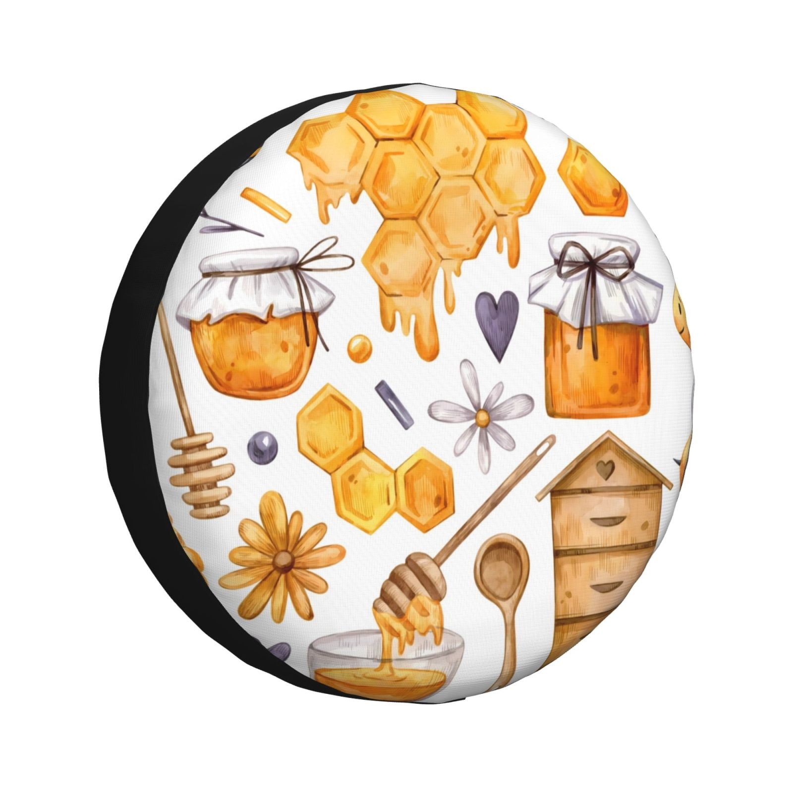 Fuzoiu Honey Bee Set Print Universal Spare Tire Cover with Buckle Strap ...