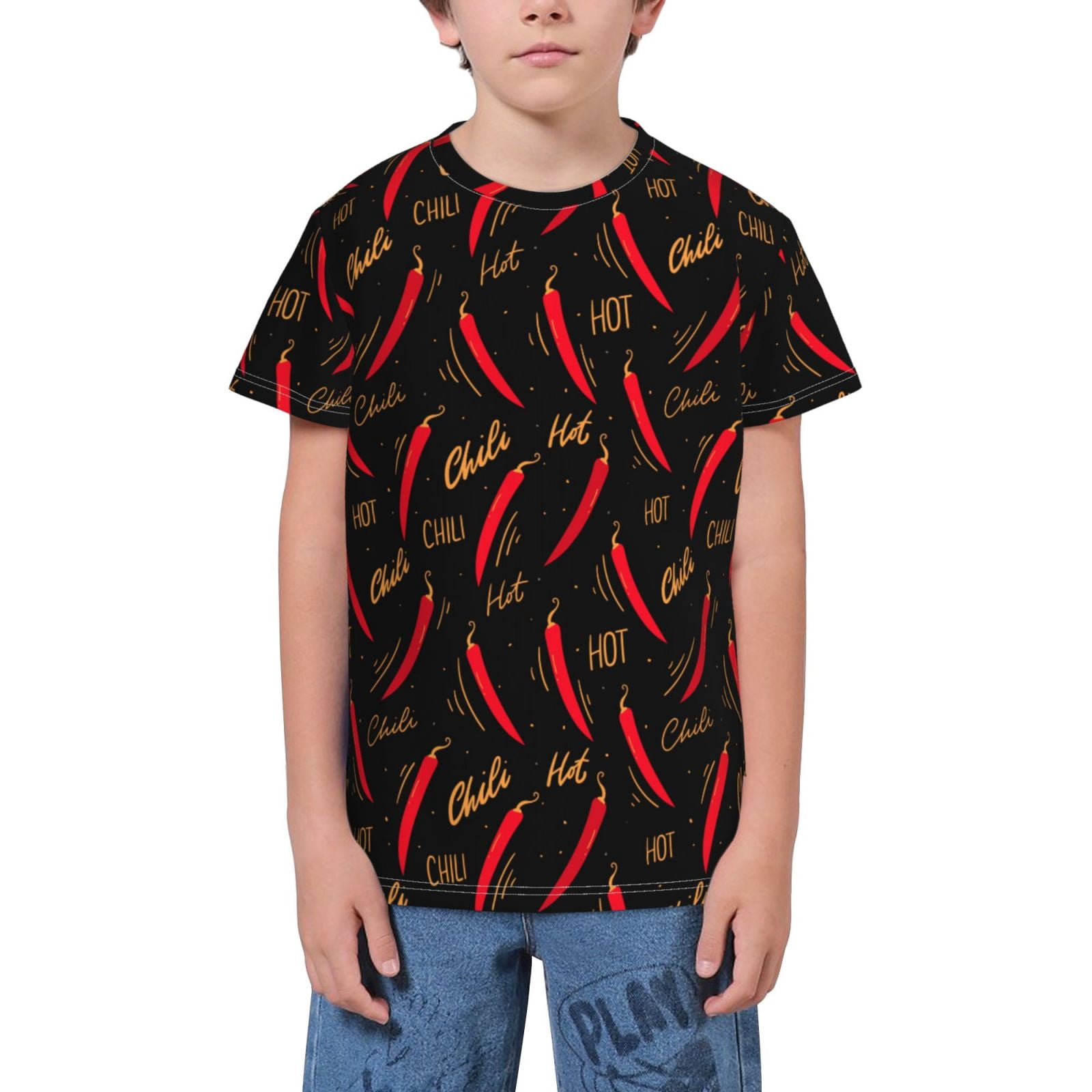 Fuzoiu Hot Chili Print Youth Short Sleeve T-Shirt,Youth Dry-Fit Active ...