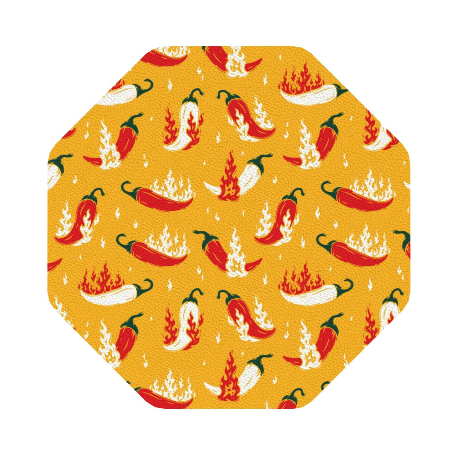 Fuzoiu Hot Chilli Print Leather Coasters Set,Drink Coasters Set of 6 ...