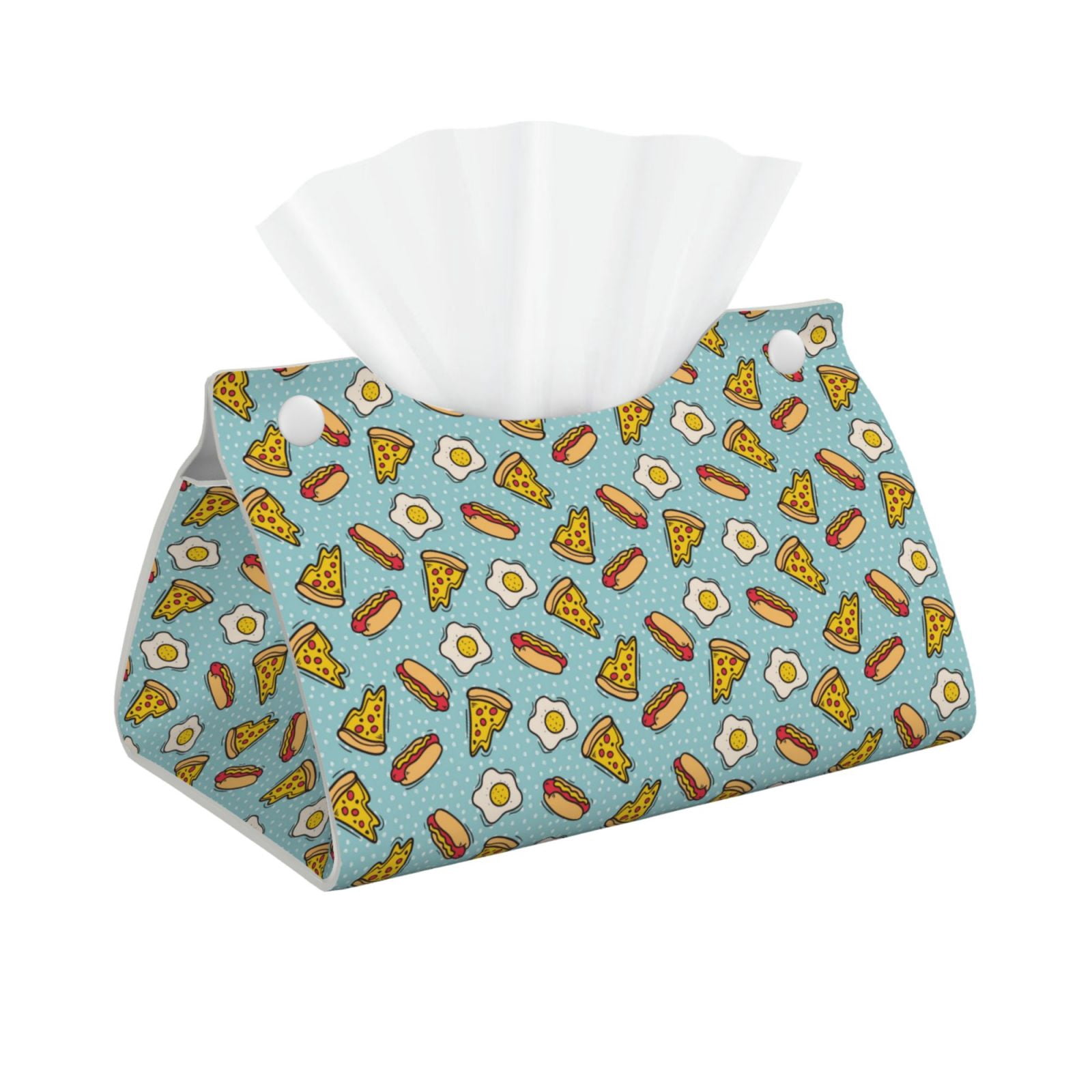 Fuzoiu Hot Dog Pizza Print Tissue Box Cover, PU Leather Tissue Holder ...