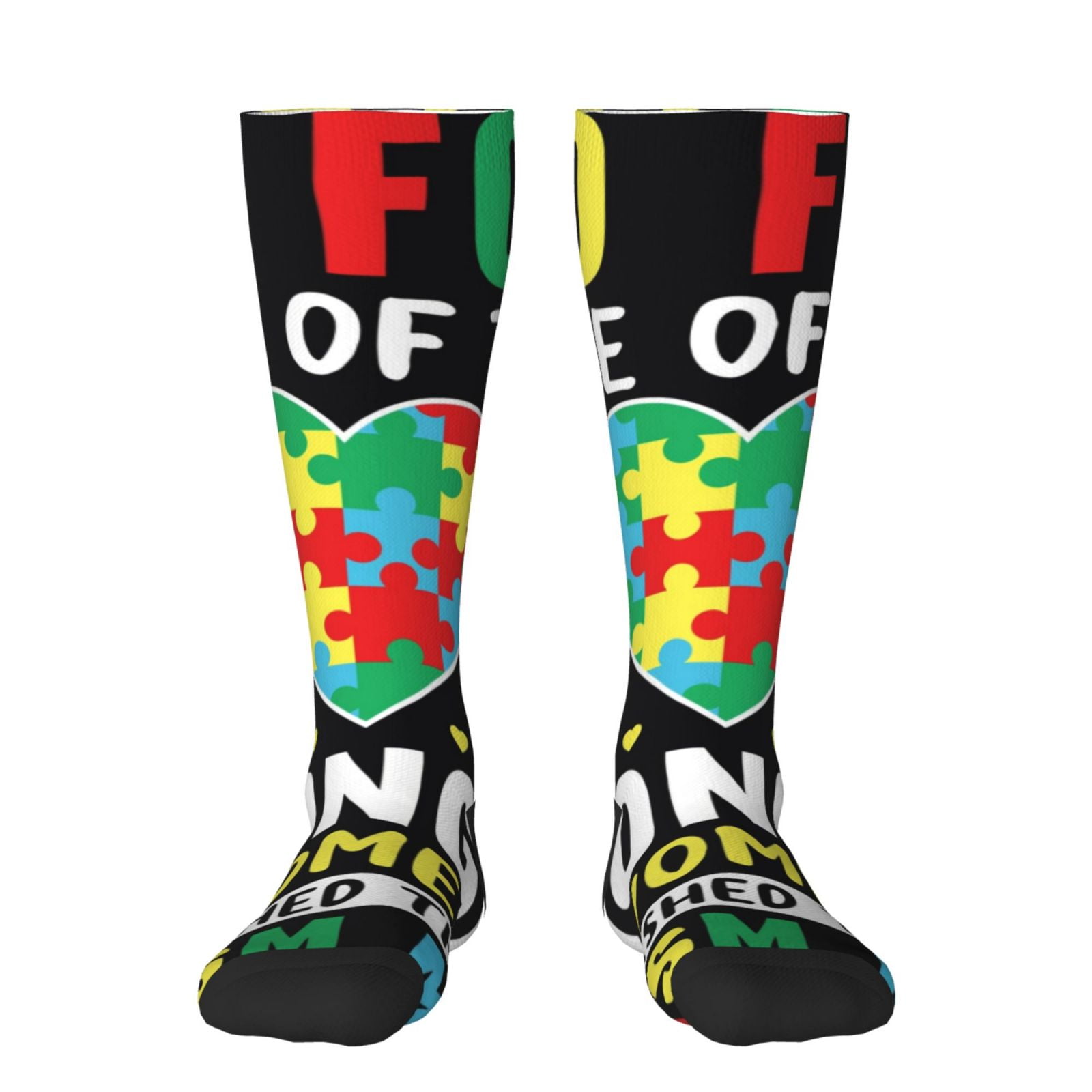 Fuzoiu I Love With Autism Print Adult Stockings,Crew Socks,Unisex ...