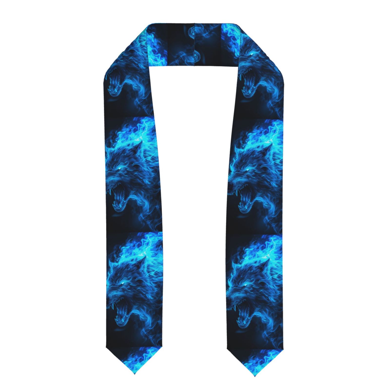 Fuzoiu Ice Blue Fire Wolf Print Graduation Sash,Graduation Stole,Unisex ...
