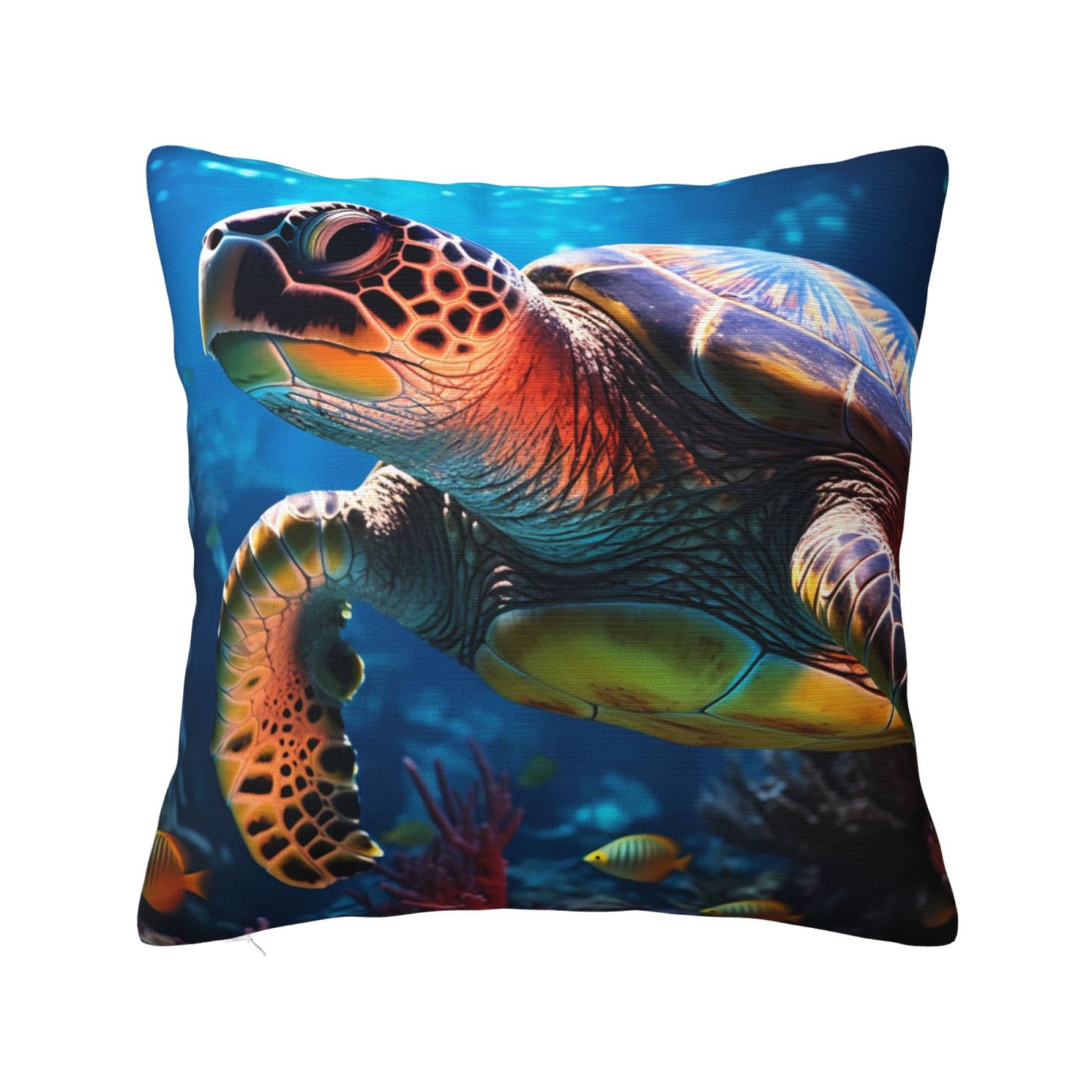 Fuzoiu Ice Blue Ocean Sea Turtle Print Square Pillow Cover,Hidden ...
