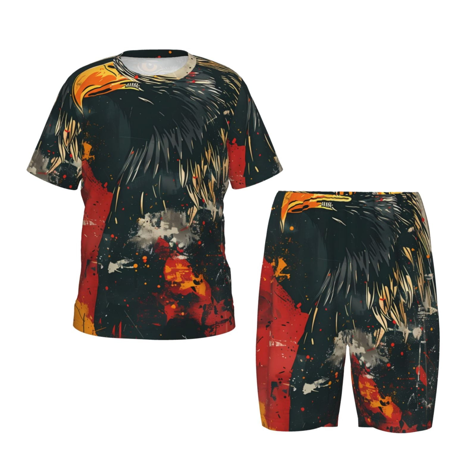Fuzoiu Ink Style Bald Eagle Print Boys Girls Pjs Sleepwear,2 Piece ...