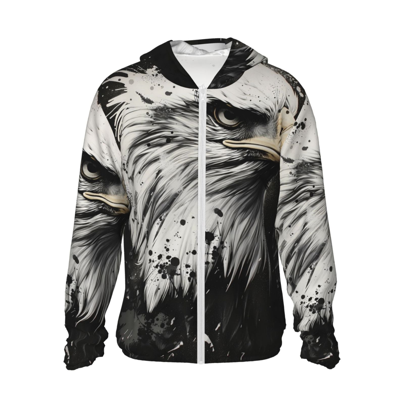 Fuzoiu Ink Style Bald Eagle Print Unisex Sun Protection Hoodie,UPF 50 ...