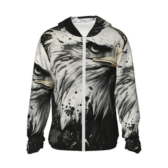 Fuzoiu Ink Style Bald Eagle Print Unisex Sun Protection Hoodie,UPF 50 ...