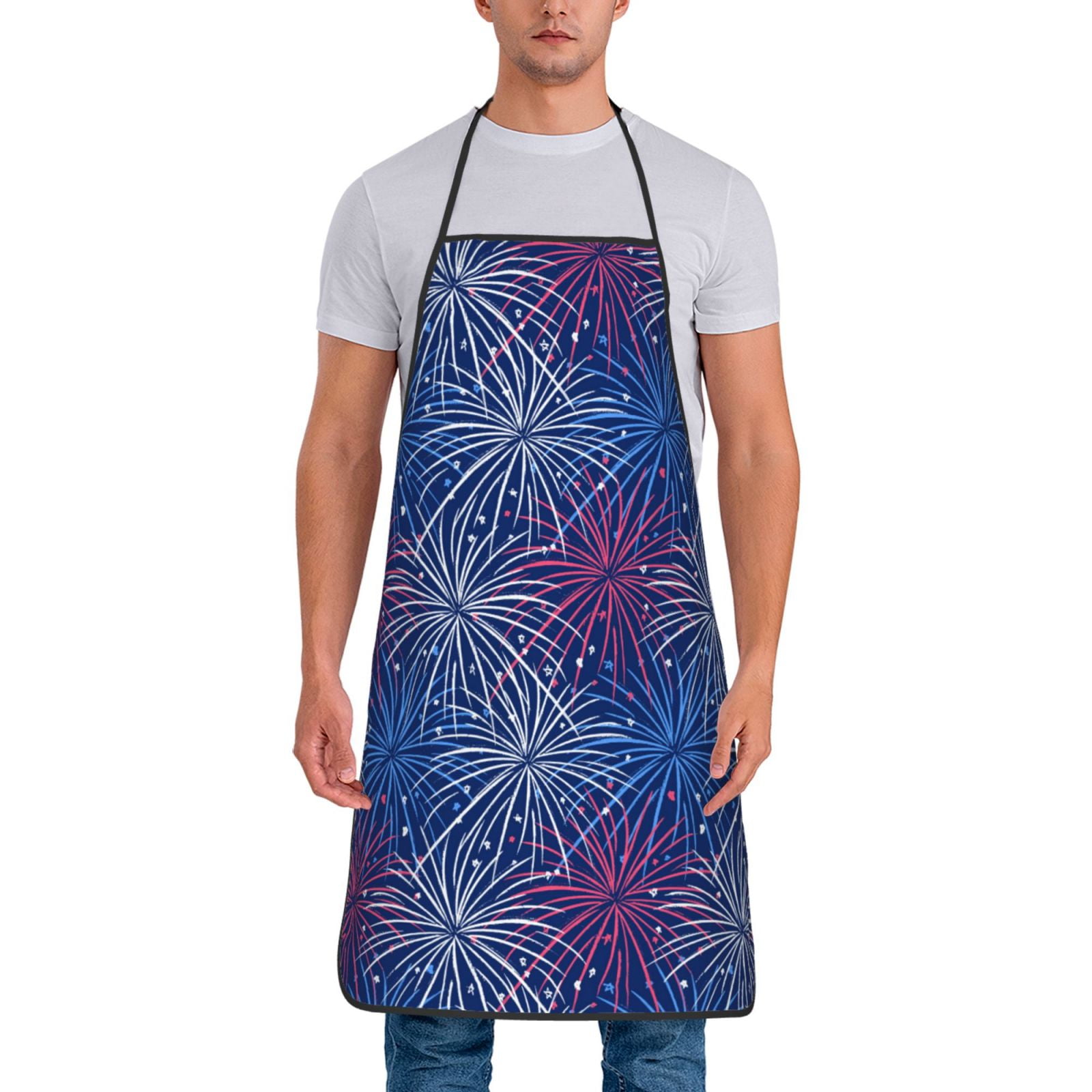 Fuzoiu Ireworks In The Night Sky Print Waterproof Apron, Kitchen Apron ...
