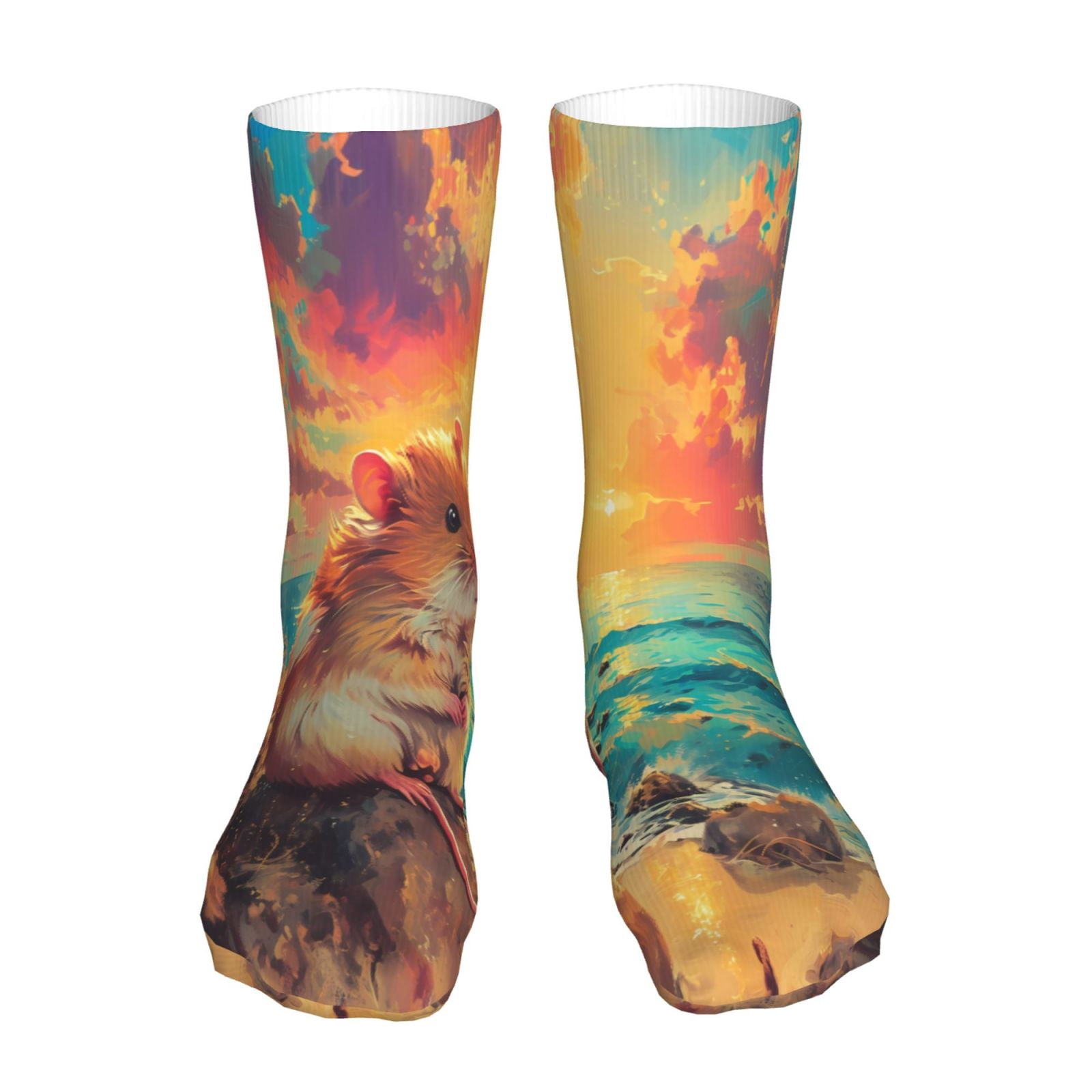 Fuzoiu Island Beach Guinea Pig Print Crew Socks,Casual Athletic Gym ...
