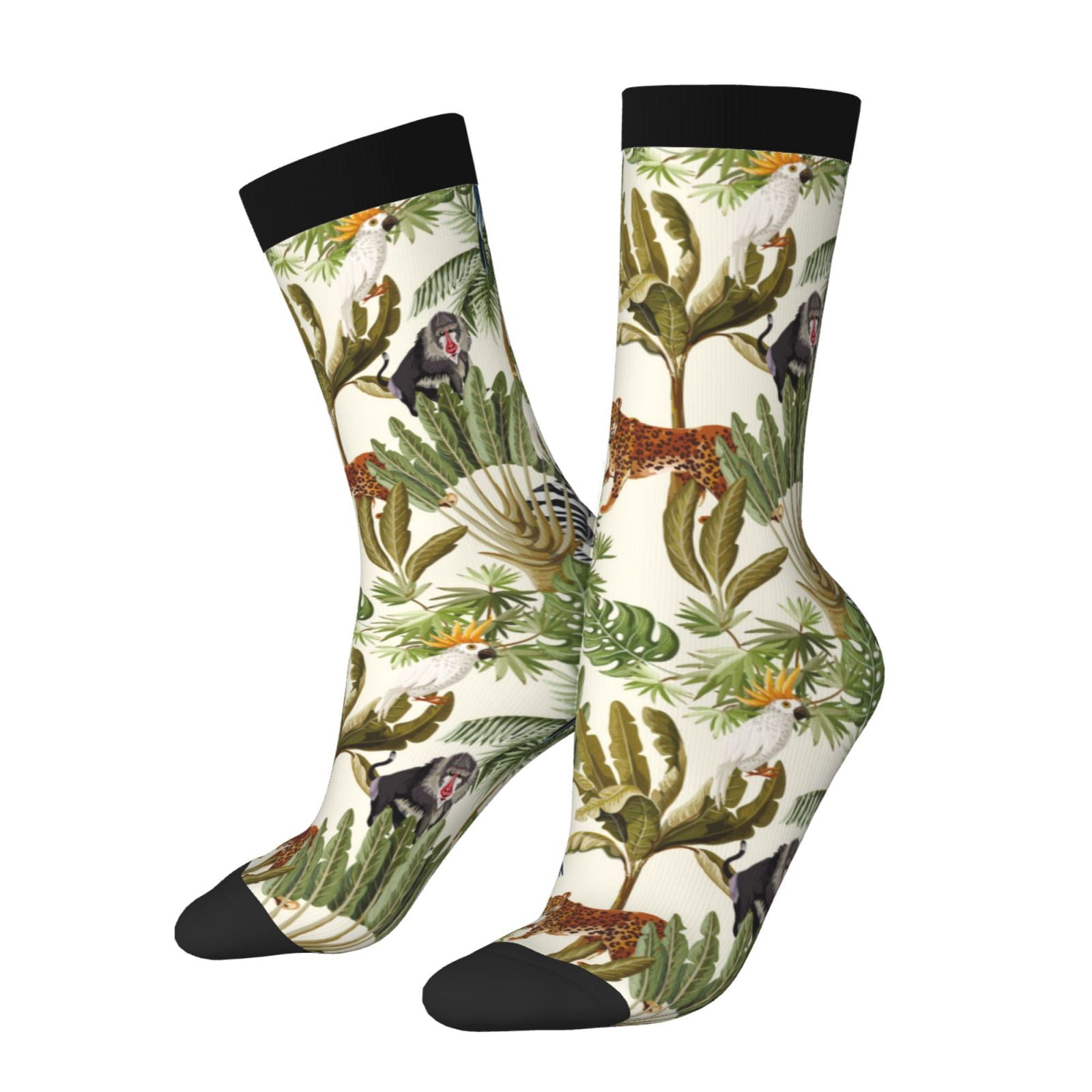 Fuzoiu Jungle Animals Print Athletic Crew Socks for Men & Women,Casual ...
