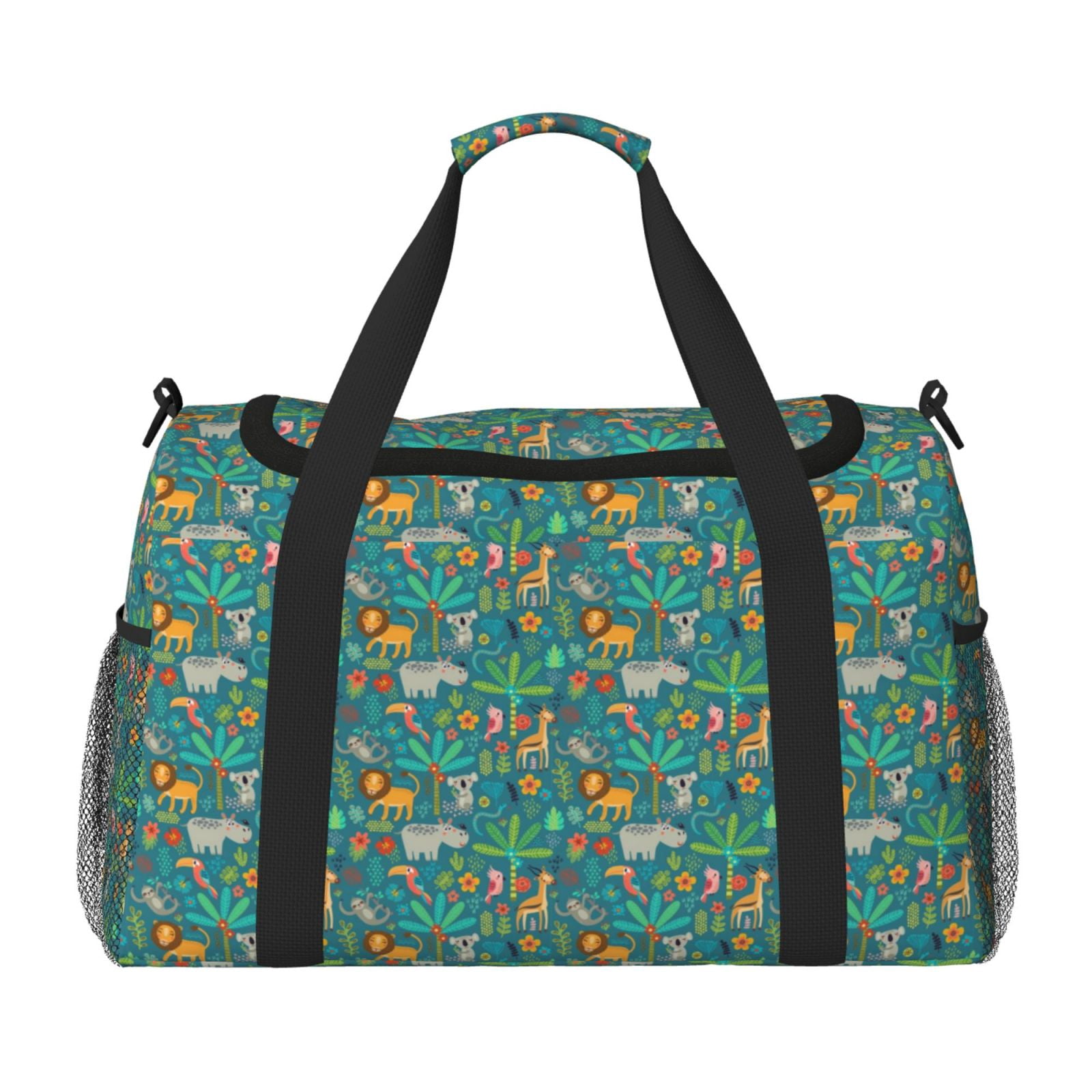 Fuzoiu Jungle Animals Print Travel Duffle Bag,Carry On Tote Bags,Duffel ...