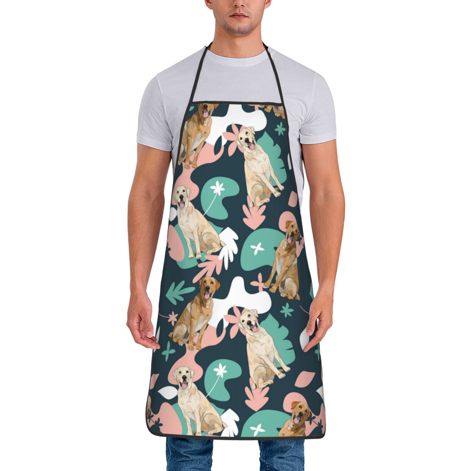 Fuzoiu Labrador Retriever Dog Print Waterproof Apron, Kitchen Apron for ...