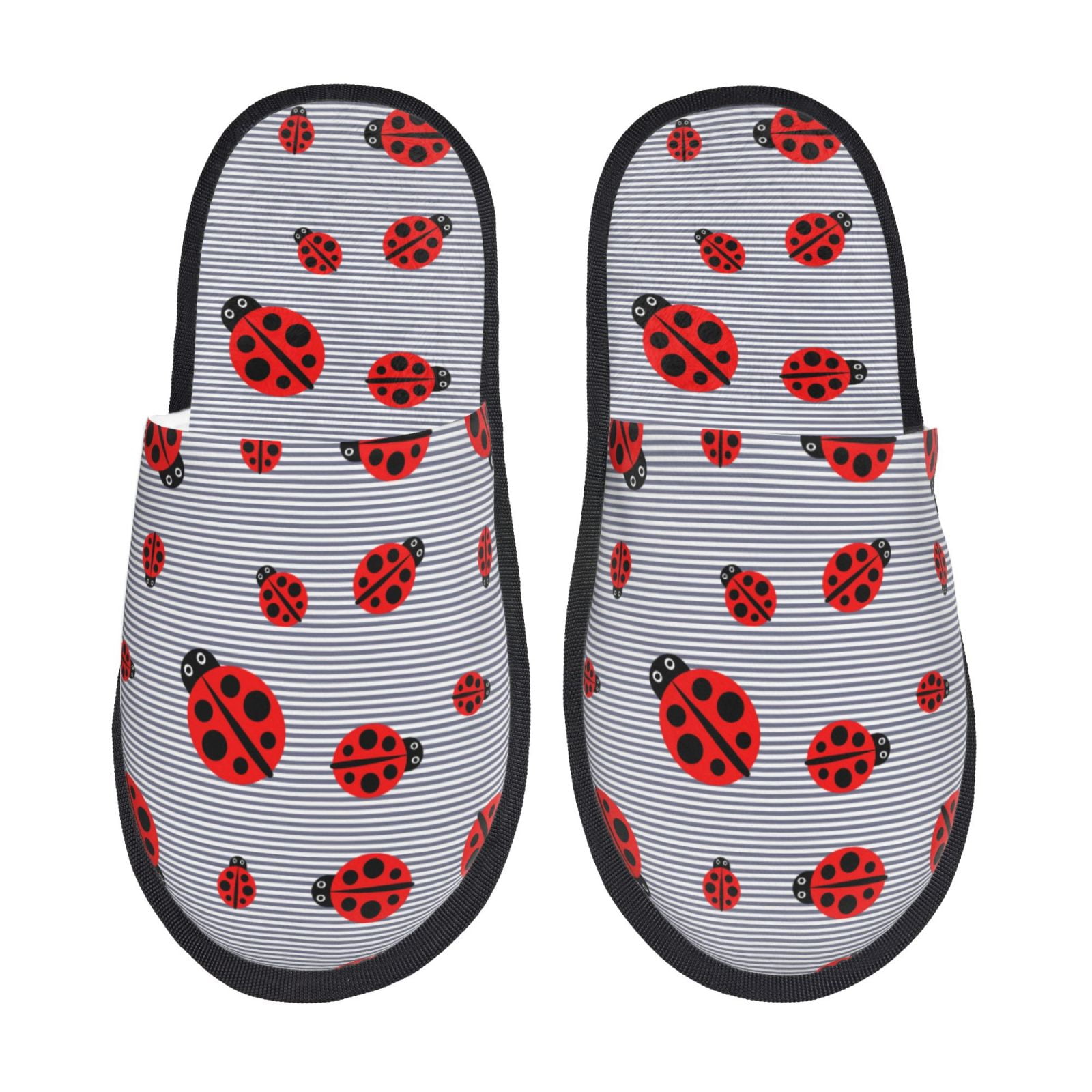 Fuzoiu Ladybug Print Unisex Furry Slippers,Plush Indoor Shoes,Trendy ...