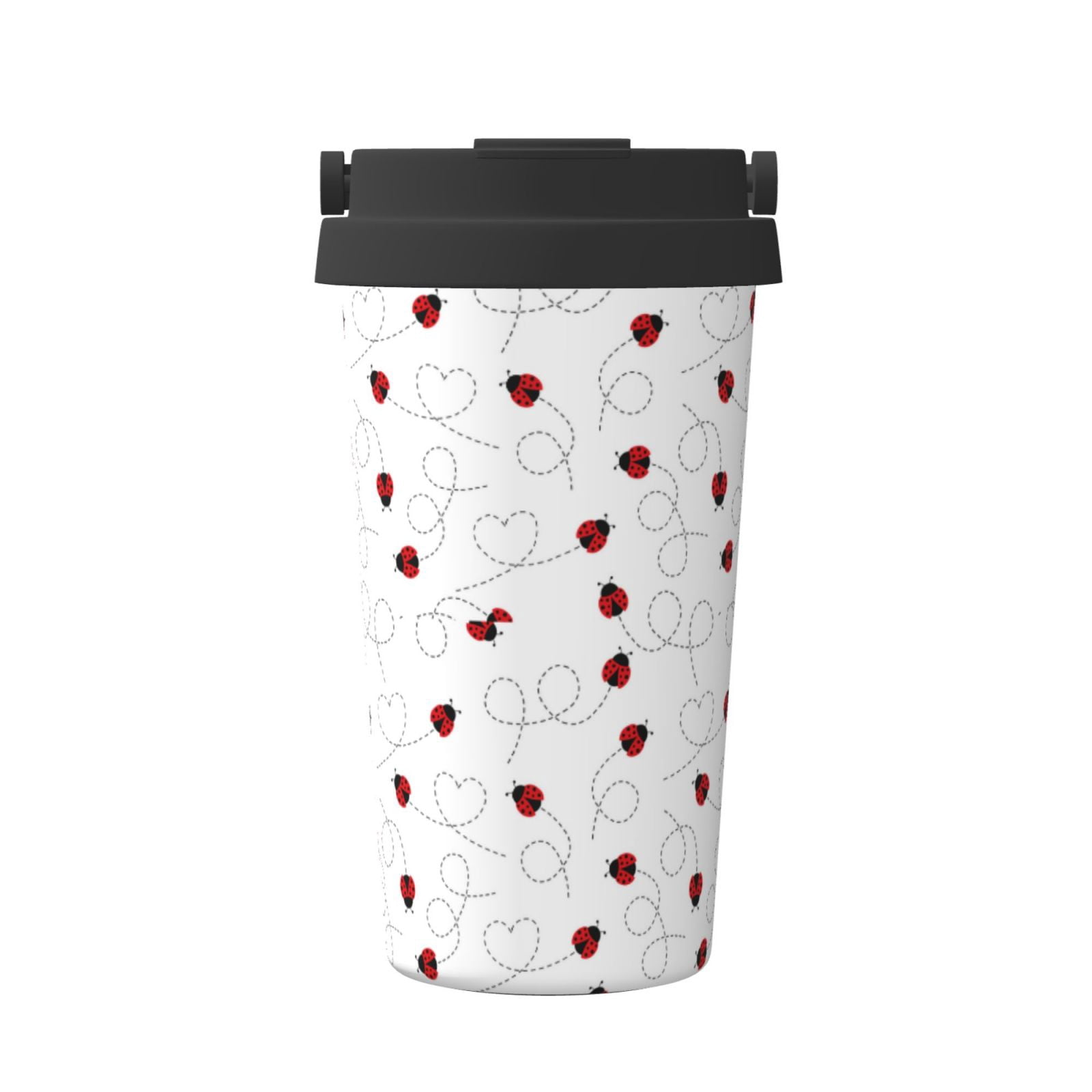 Fuzoiu Ladybugs Flying On Dotted Route Print Stainless Steel Travel Mug ...