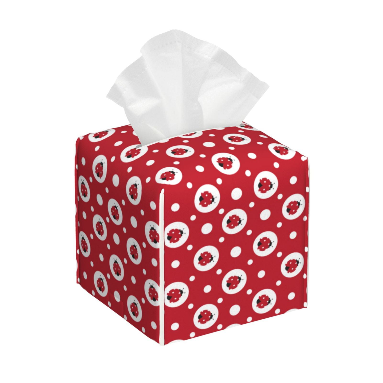 Fuzoiu Ladybugs And White Dots Print Tissue Box Cover Holder, Square Leather Tissue Box,PU ...