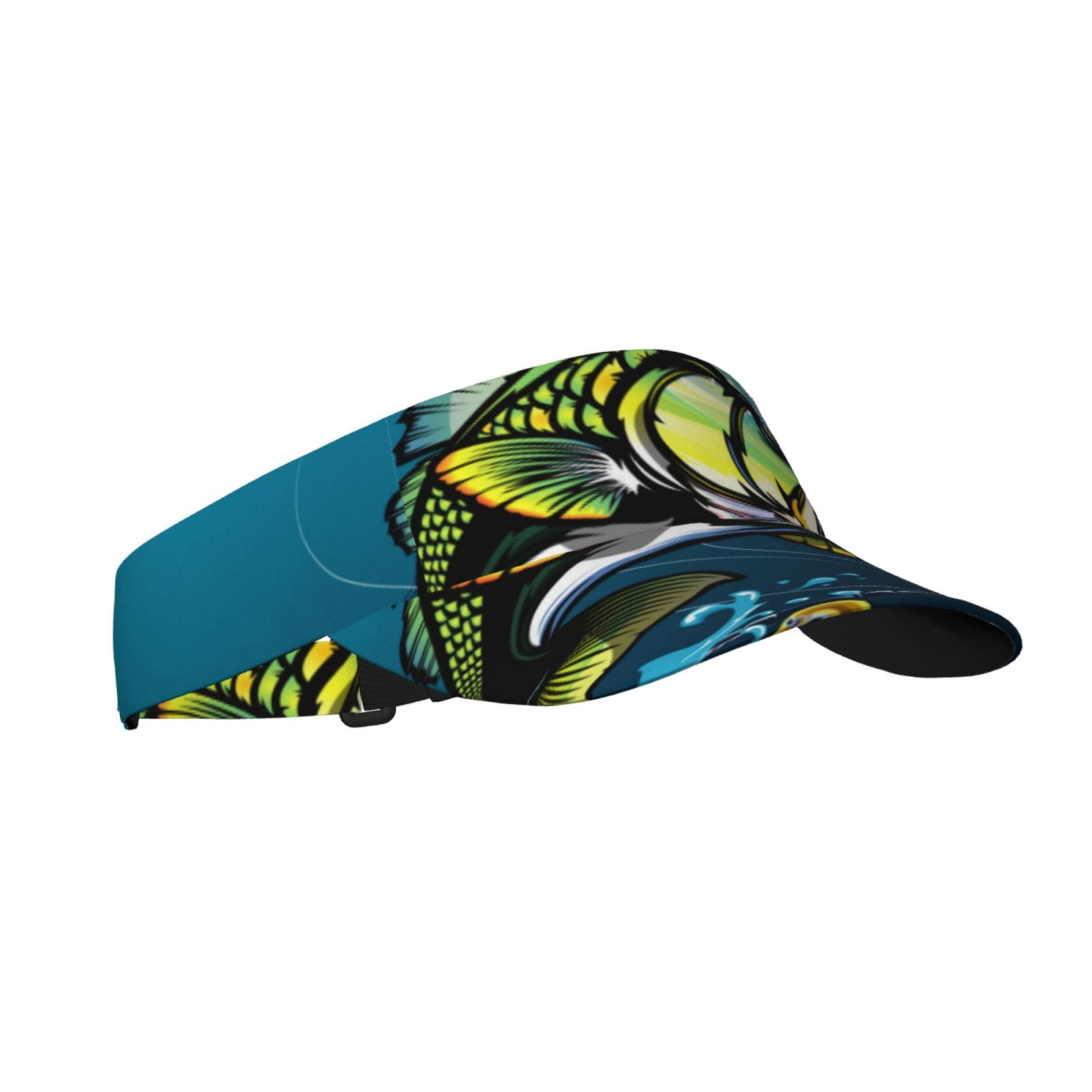 Fuzoiu Largemouth Bass Fish Print Adult Sunscreen Visor Cap,Adjustable ...