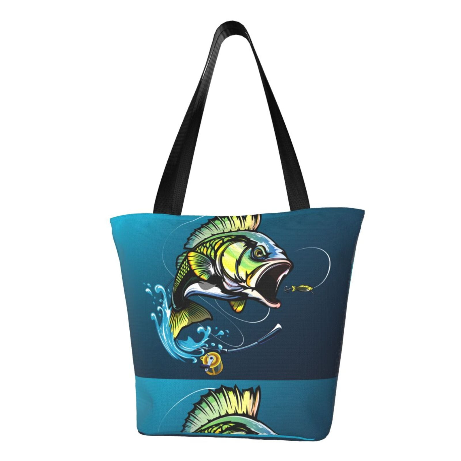 Fuzoiu Largemouth Bass Fish Print Large Capacity Shoulder Bag for Women ...