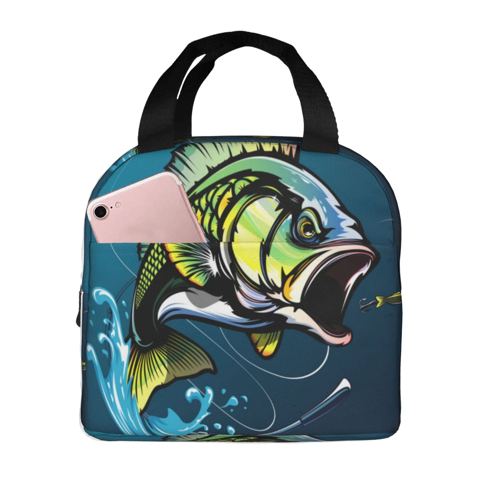 Fuzoiu Largemouth Bass Fish Print Lunch Bag for Women & Men,Adult ...