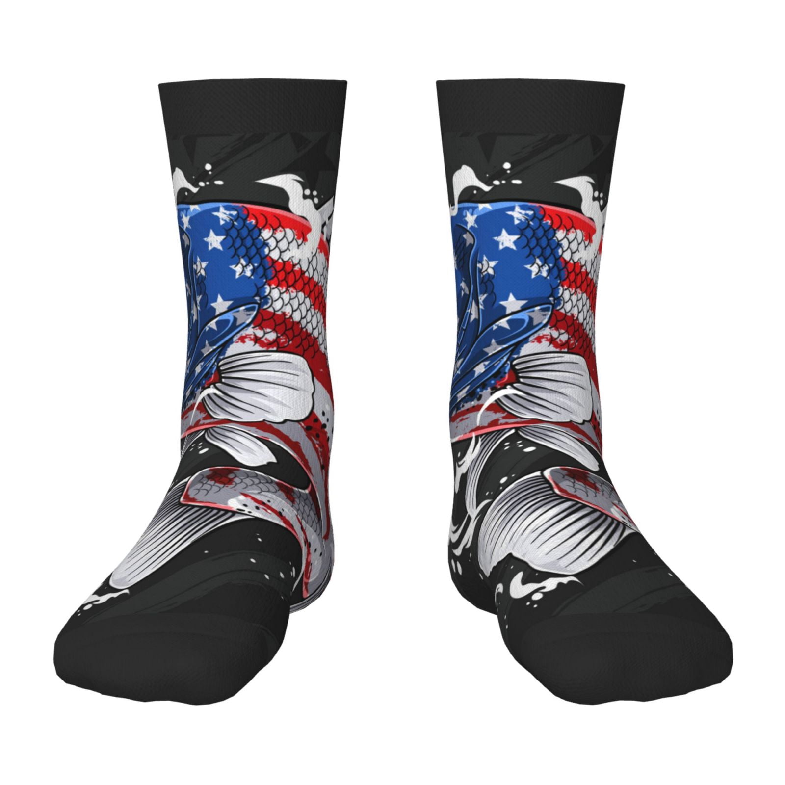 Fuzoiu Largemouth Bass Fish in USA Print Kids Socks For Boys Girls,Grip ...