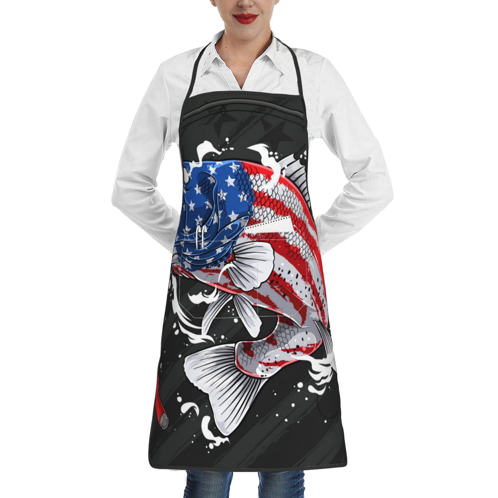 Fuzoiu Largemouth Bass Fish in USA Print Kitchen Cooking Aprons,Kitchen ...