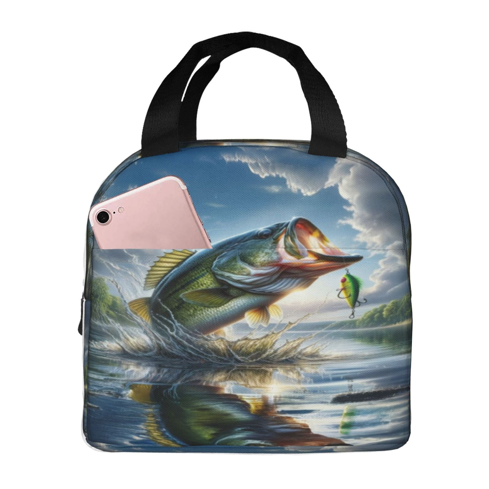 Fuzoiu Largemouth Bass Jumping Out of The Water Print Lunch Bag for ...