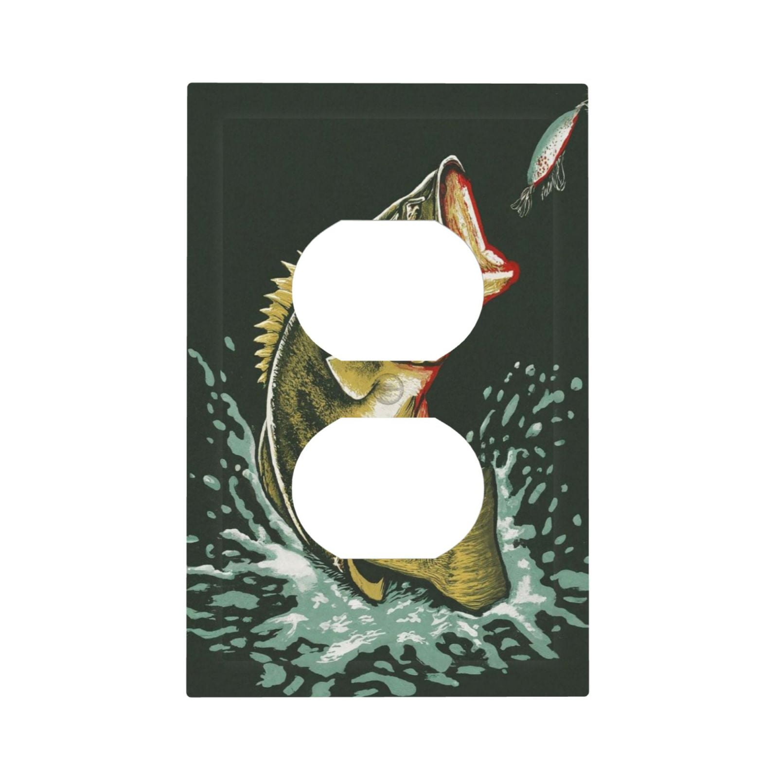 Fuzoiu Largemouth Bass jumps out of water Print Single Duplex Outlet ...