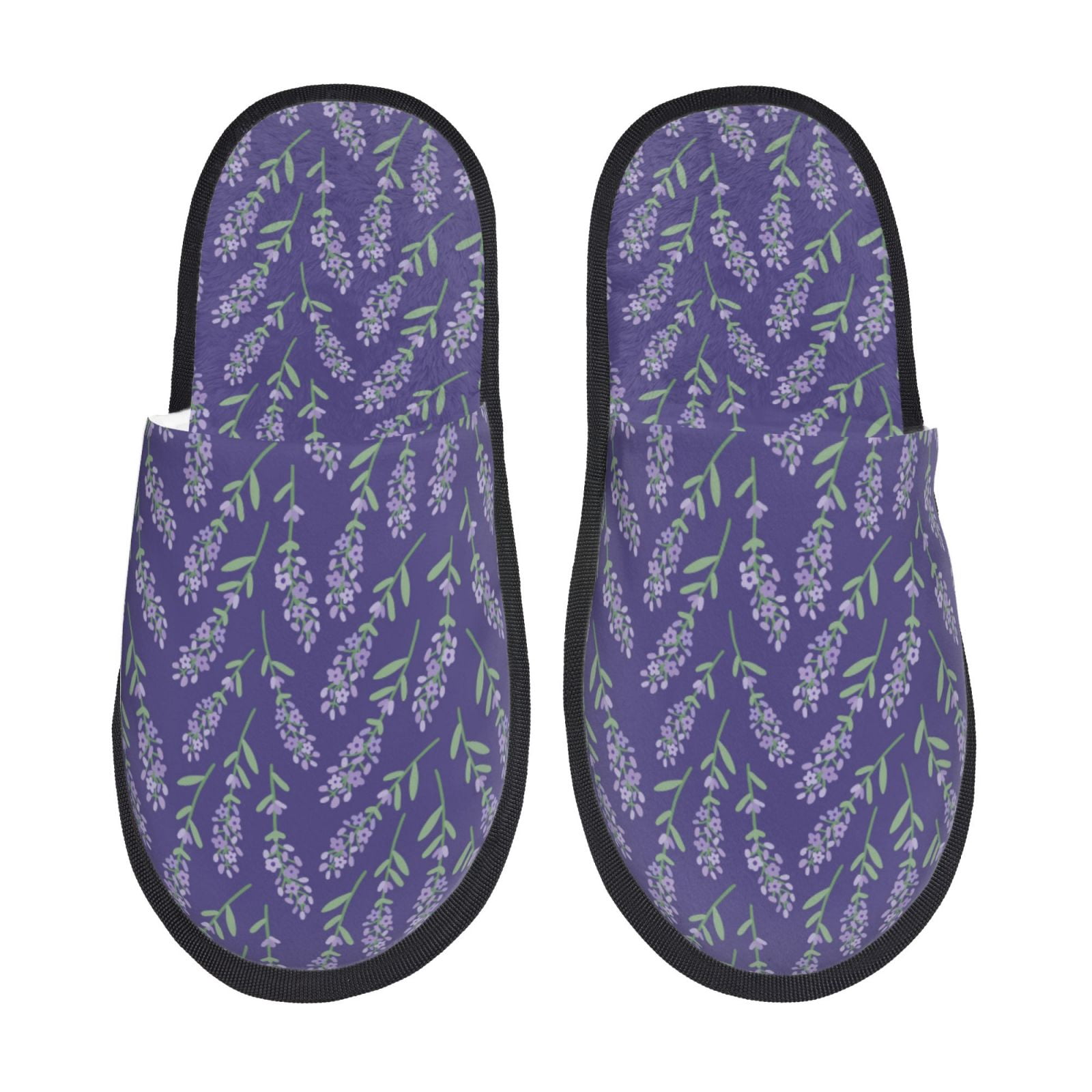Fuzoiu Lavender Flowers Print Unisex Furry Slippers,Plush Indoor Shoes ...
