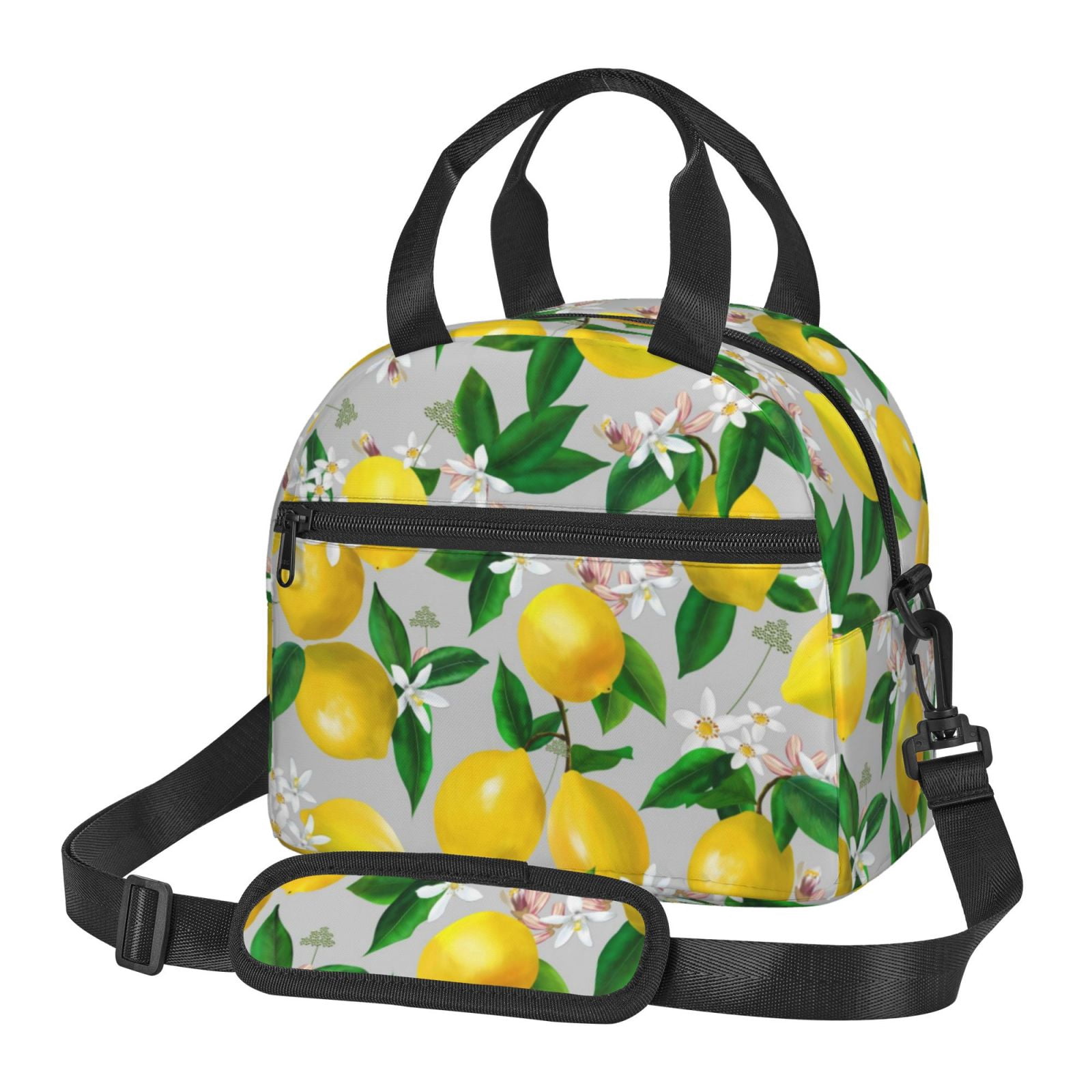 Fuzoiu Lemon Seamless Pattern Oil Painting Effect Print Insulated Lunch ...