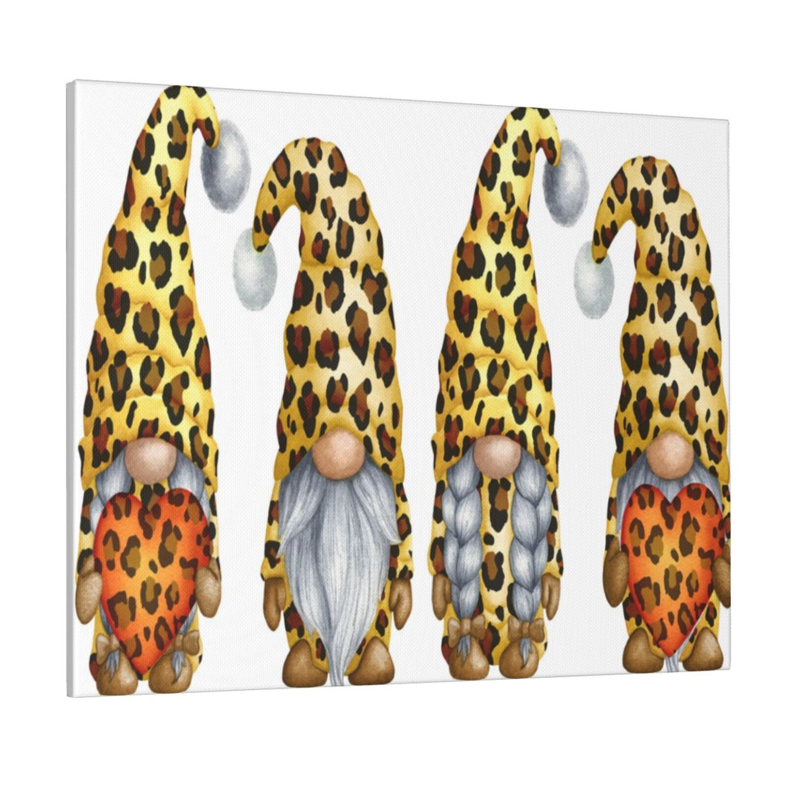 Fuzoiu Leopard Gnomes Print Canvas Wall Art for Bathrooms,Wall Decor ...