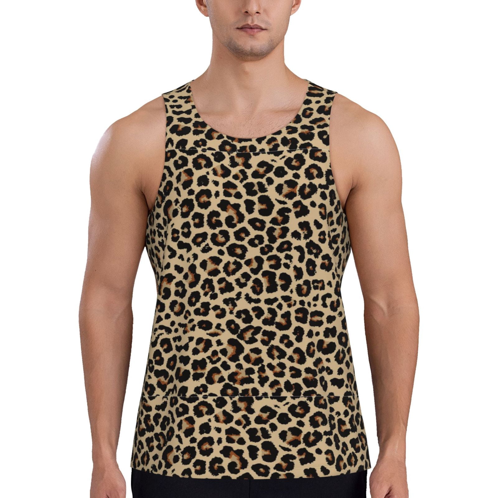 Fuzoiu Leopard Print-1 Print Men's Workout Tank Tops,Sleeveless Gym ...