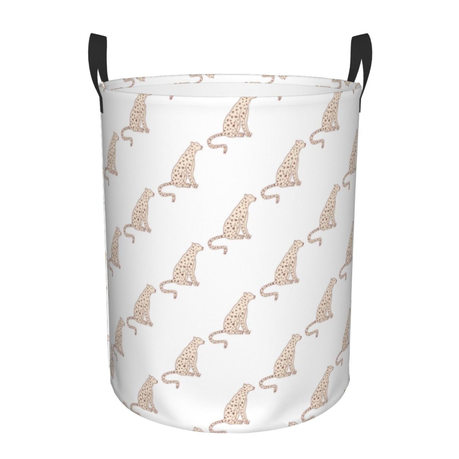 Fuzoiu Leopard Print Print Circular Hamper,Laundry Basket with Handle ...