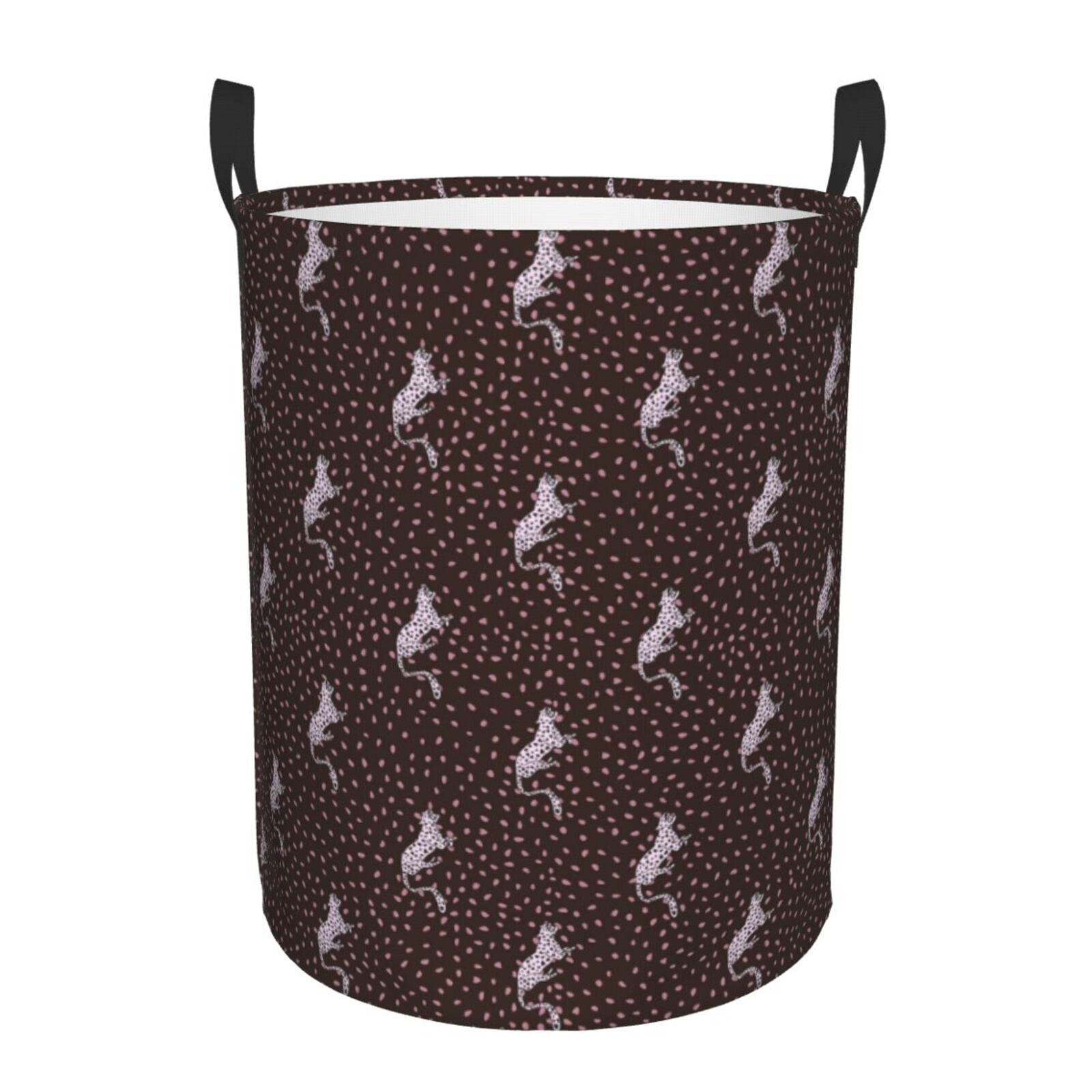 Fuzoiu Leopard Print Print Circular Hamper,Laundry Basket with Handle ...