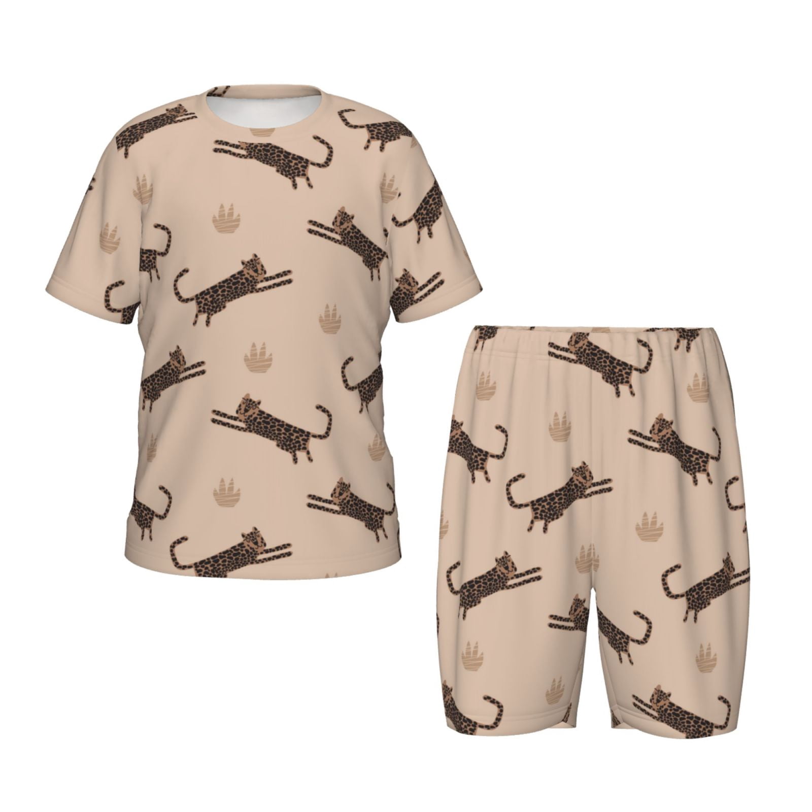 Fuzoiu Leopard Print Print Boys Girls Pjs Sleepwear,2 Piece Pajam,Comfy ...