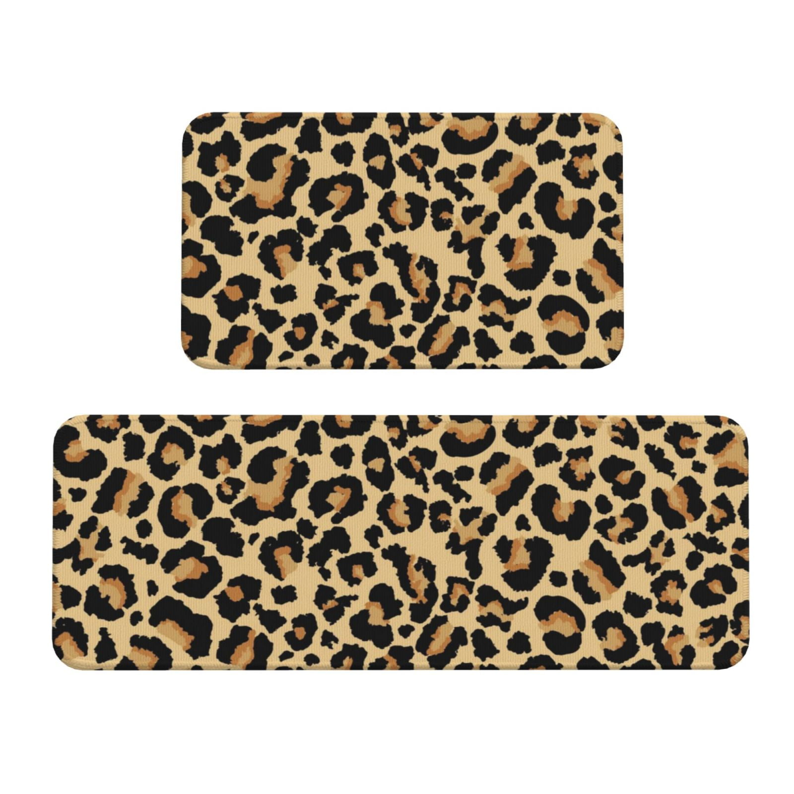 Fuzoiu Leopard Print Print Kitchen Floor Mat 2 Sets,Kitchen Rugs and ...