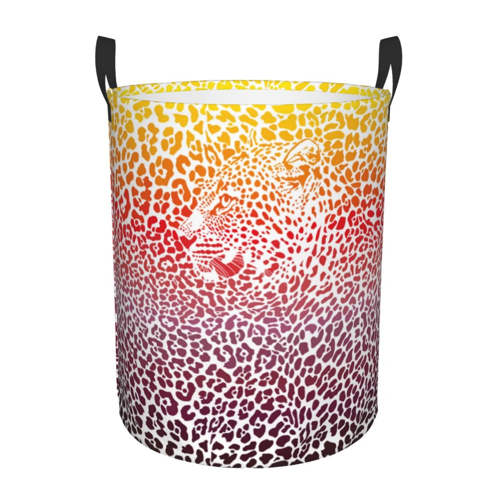 Fuzoiu Leopard Skins And Heads Print Circular Hamper,Laundry Basket ...