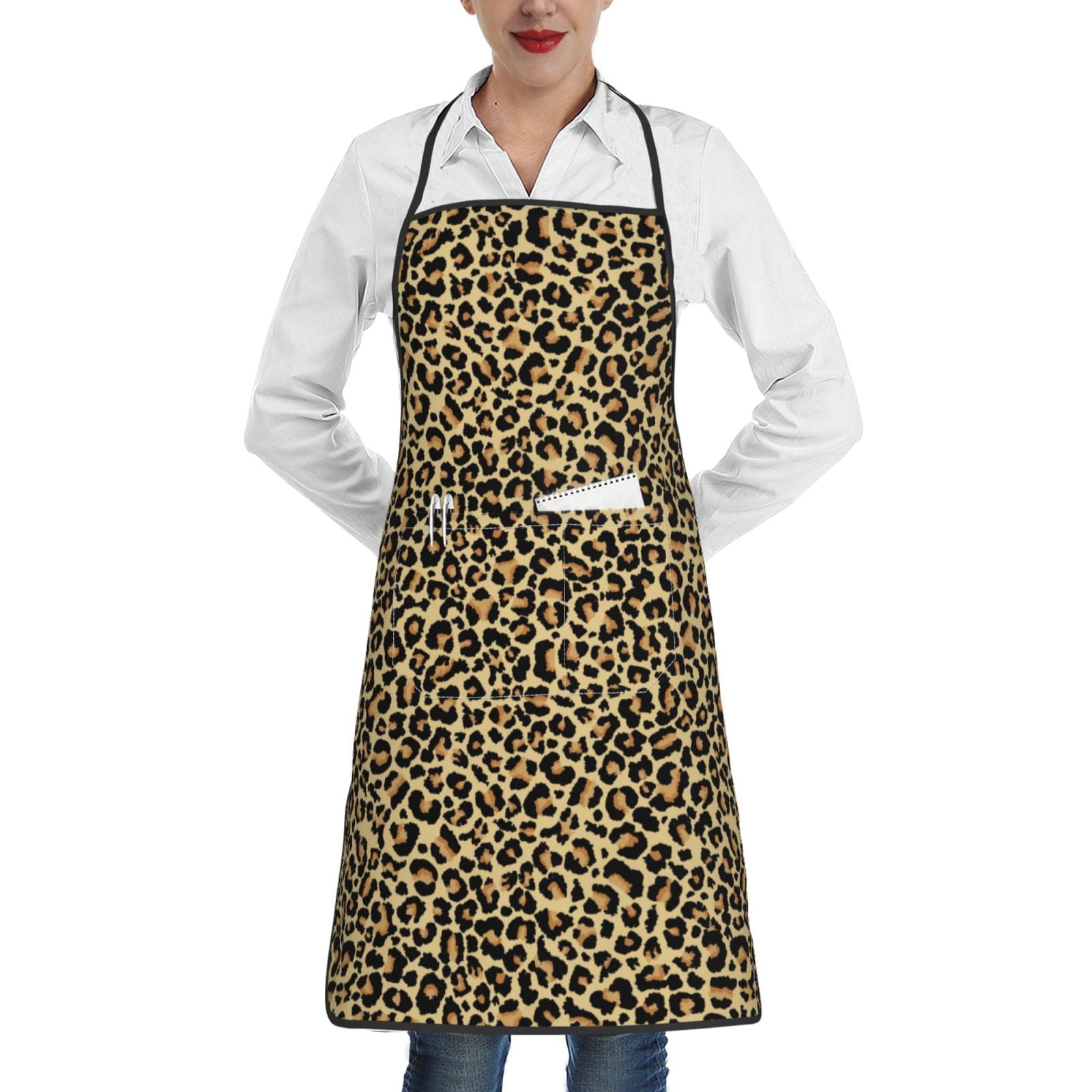 Fuzoiu Leopard1 Print Kitchen Cooking Aprons,Kitchen Cooking BBQ Aprons ...