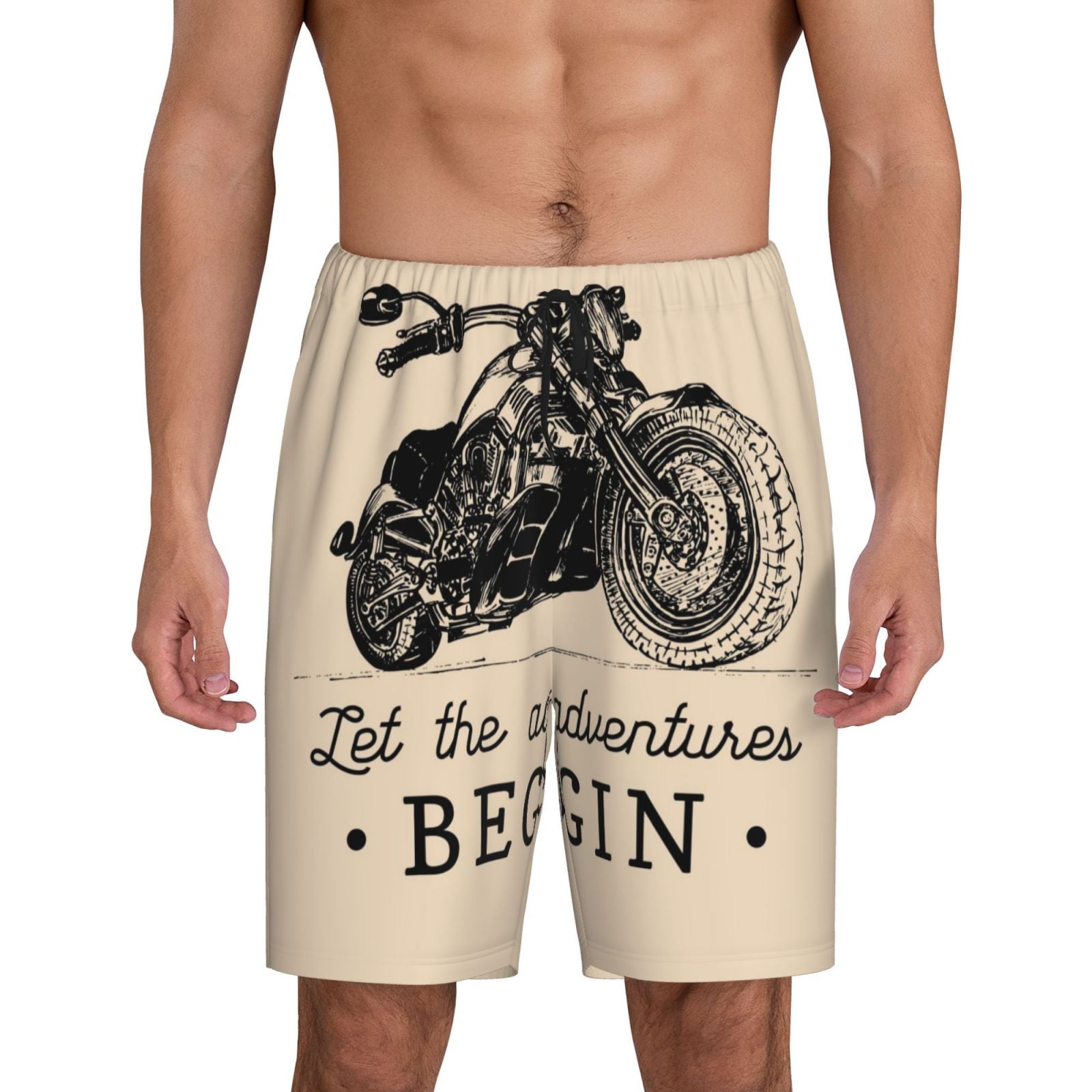 Fuzoiu Let The Adventure Begin Print Pajama Shorts for Men, Men's Pajama Bottoms,Mens Lounge ...