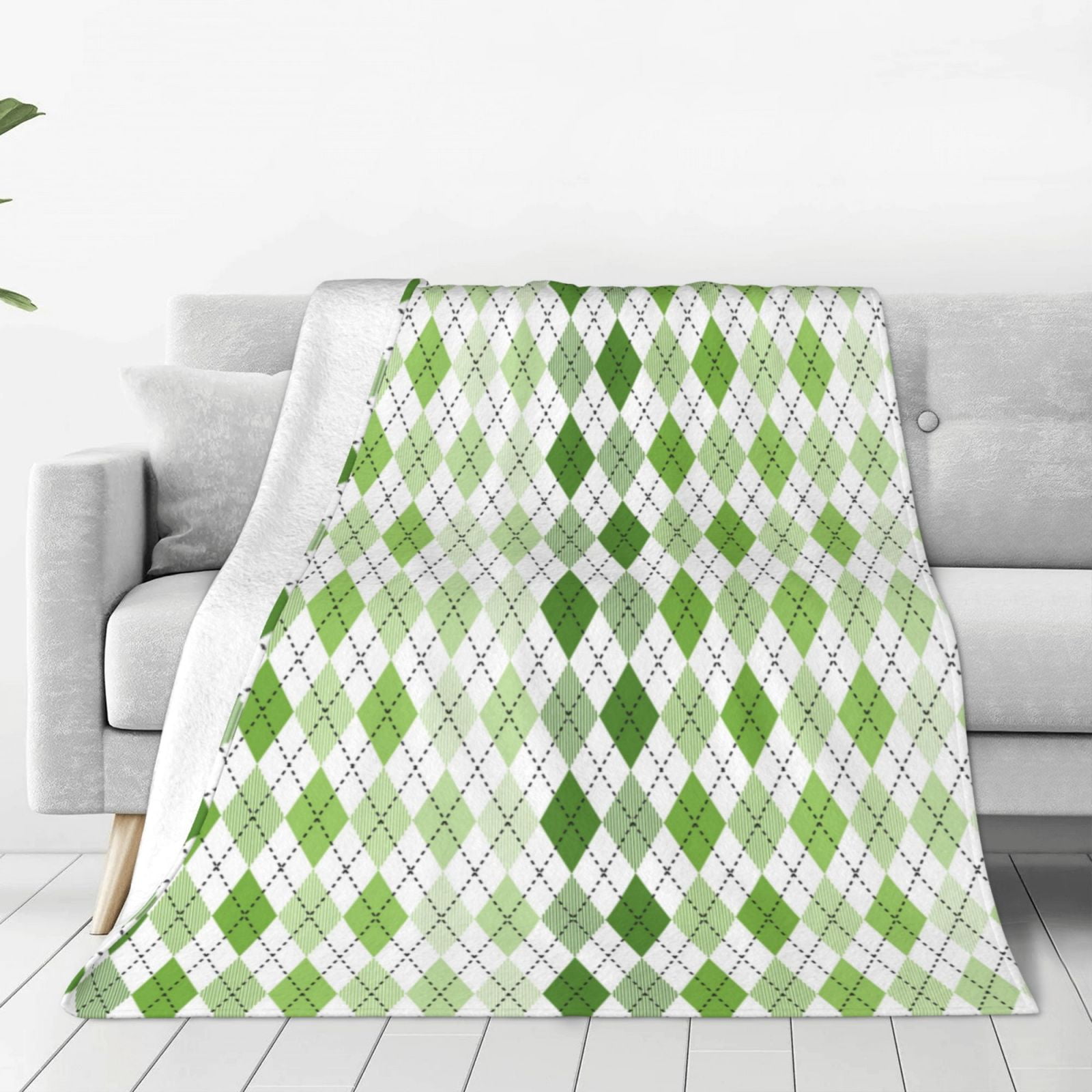 Fuzoiu Light green argyle Print Ultra-Soft Micro Fleece Blanket,All ...
