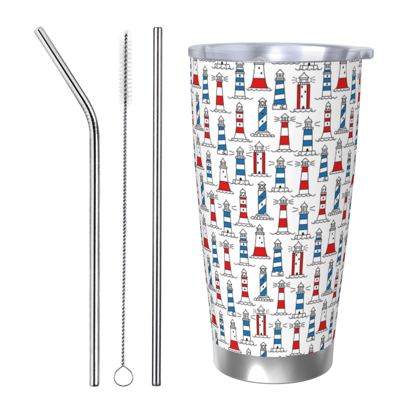 Fuzoiu Lighthouse And Beacon Print 20oz Tumbler, Stainless Steel Vacuum ...