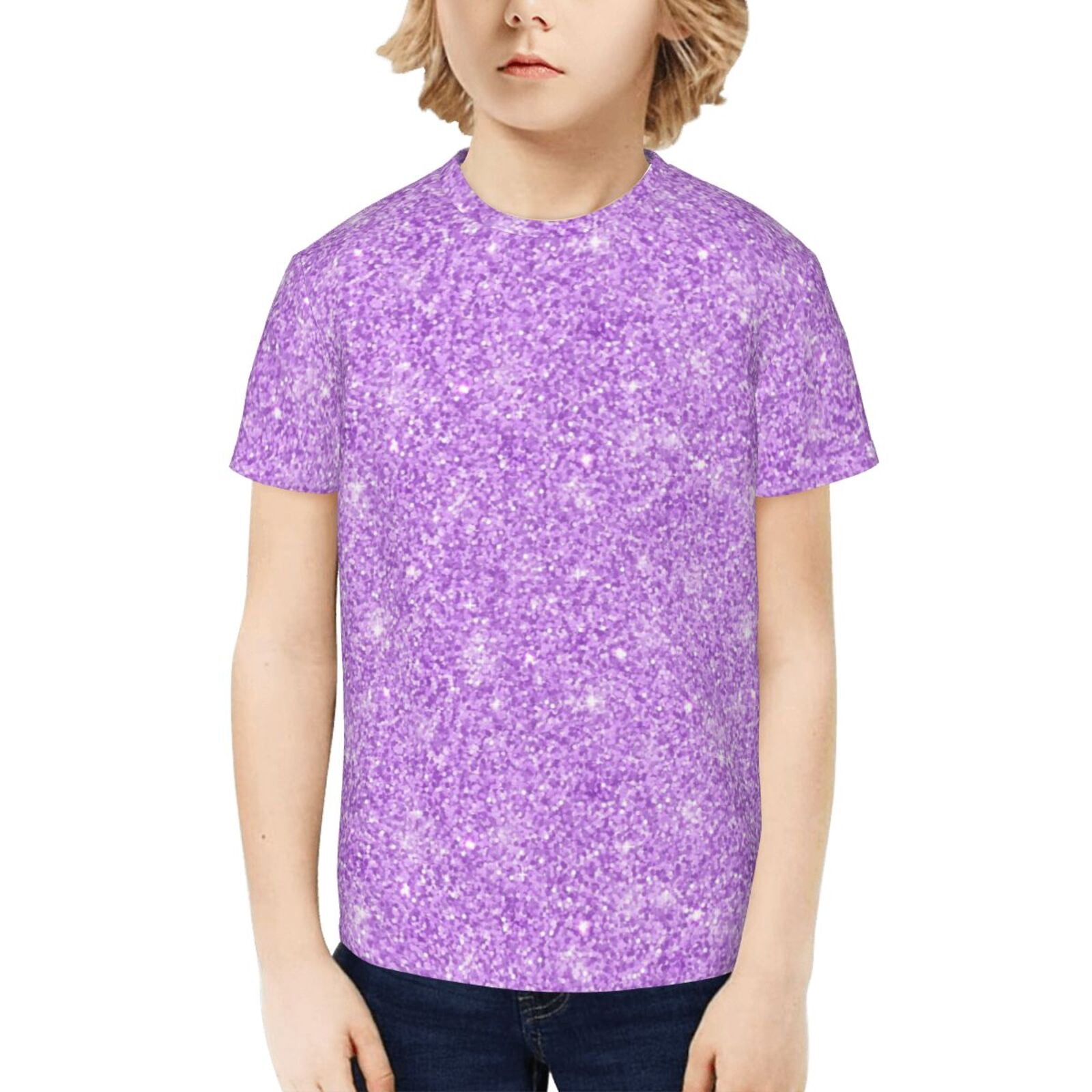Fuzoiu Lilac Glittering Print Boys' Casual T-Shirt,Crewneck Undershirts ...