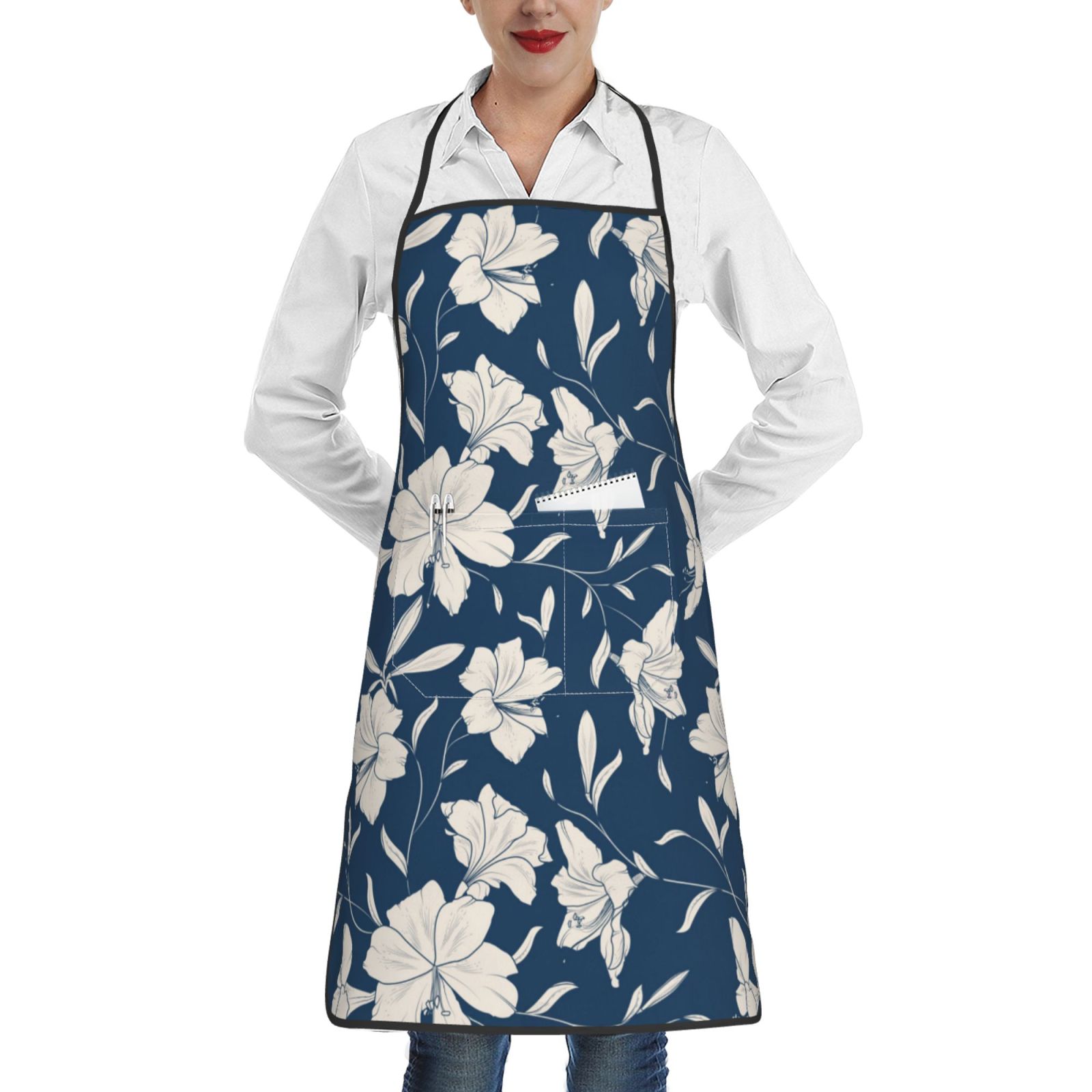 Fuzoiu Lilies Flowers Print Kitchen Cooking Aprons,Kitchen Cooking BBQ ...