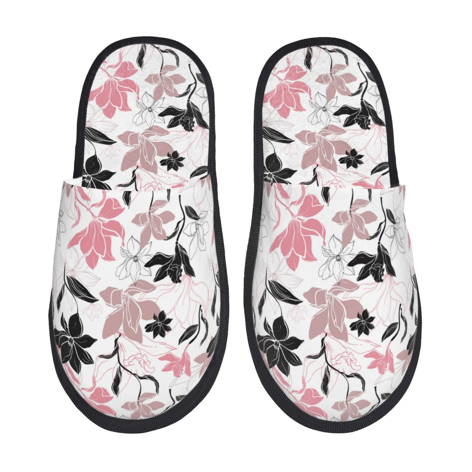 Fuzoiu Lilies Flowers Print Unisex Furry Slippers,Plush Indoor Shoes ...