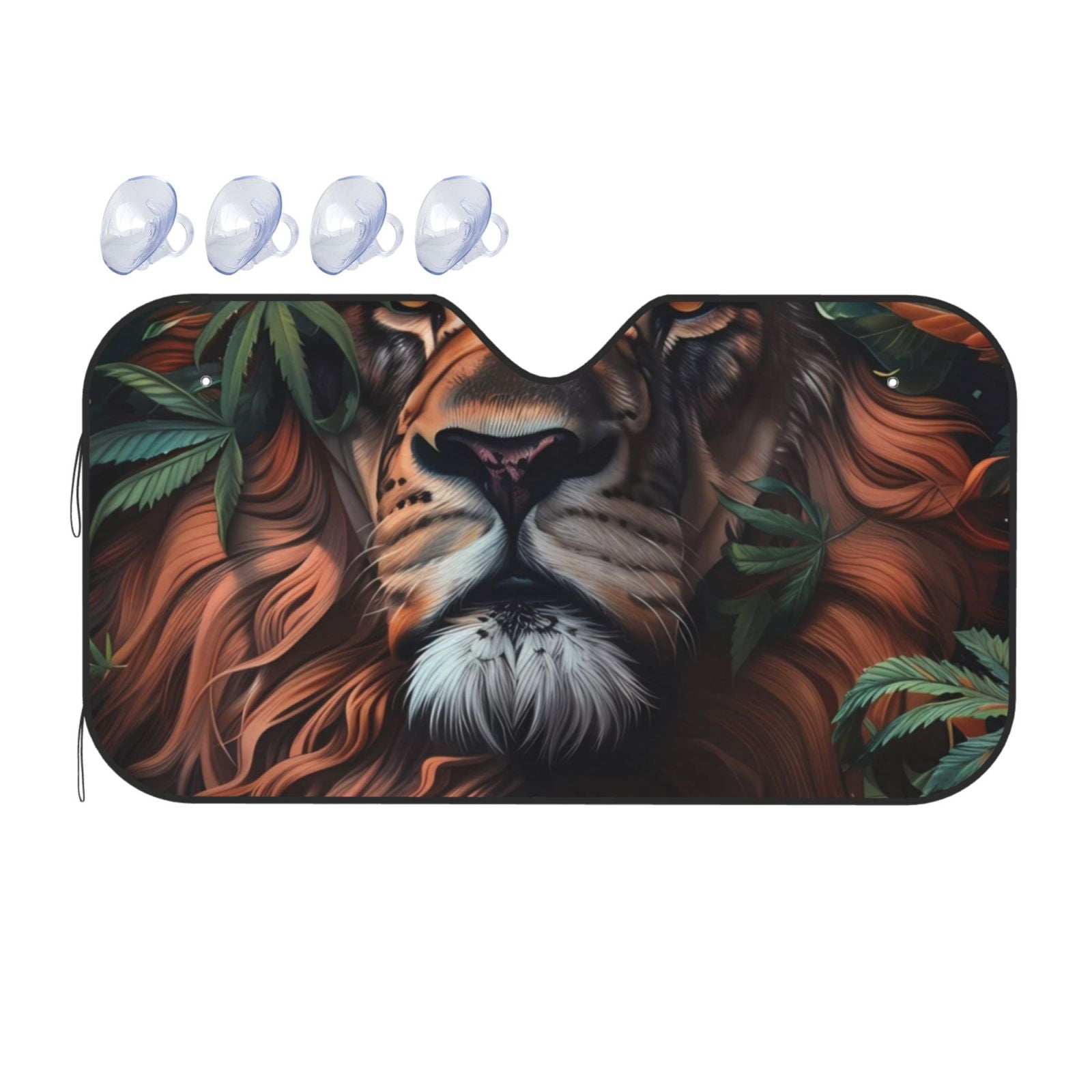 Fuzoiu Lion Forest Crown Print Car Windshield Sunshade,Foldable ...