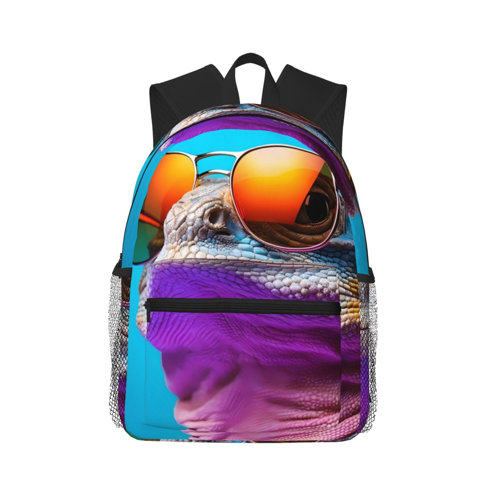 Fuzoiu Lizard With Sunglasses Colorful Print School Backpack for Teens ...