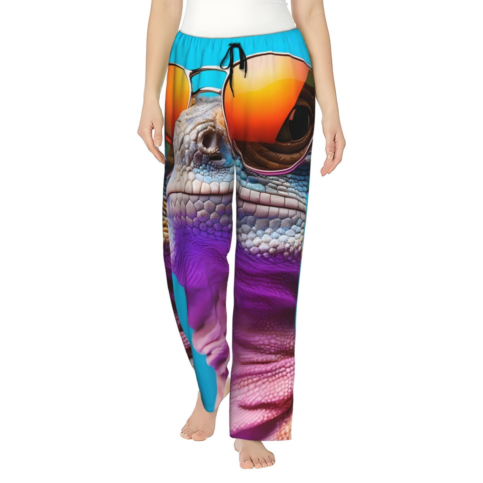 Fuzoiu Lizard With Sunglasses Colorful Print Women's Pajama Pants ...